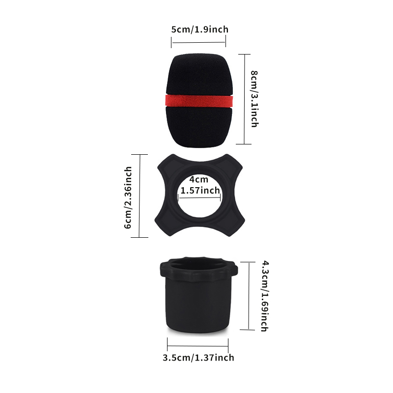 Microphone Set with Sponge Cover Anti-Roll Protection Silicone Wireless ...