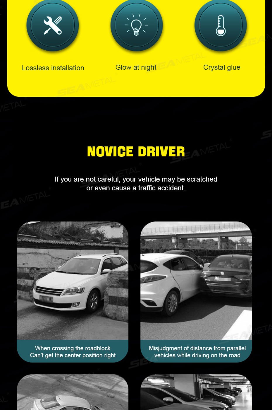 SEAMETAL Luminous Car Spot Marking Stickers Interior Judgment ...