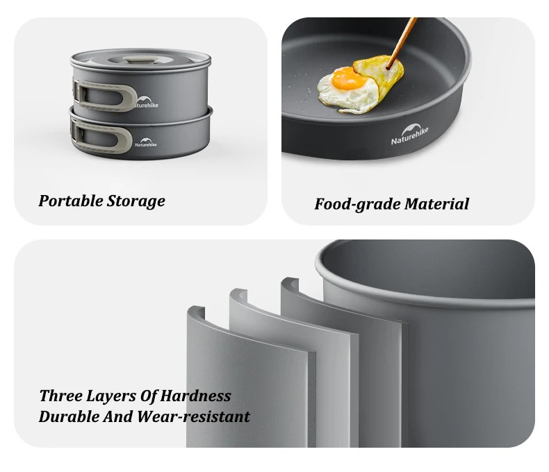 Naturehike Cookware Outdoor Cooking Set Kettle Pot for Hiking BBQ ...