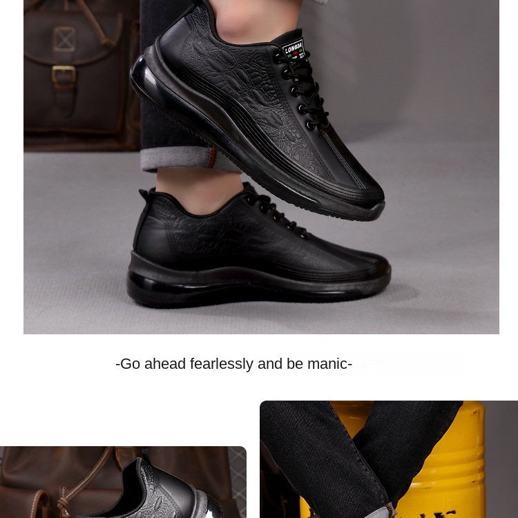 【COD】Leather Sneakers For Men Men's Air Cushion Running Shoes Casual ...
