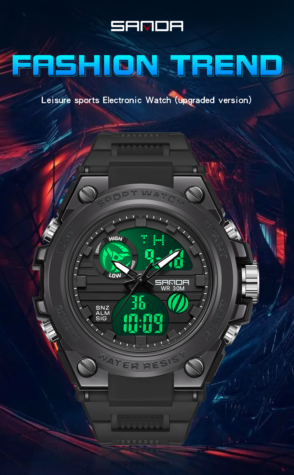 Sanda Military Waterproof Multi-Function Fashion Luxury Men Watch 739 ...