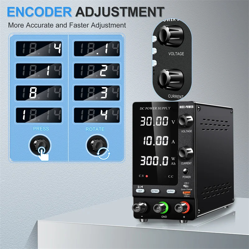 【One Year Warranty】Short Killer Adjustable DC power supply 30V 10A USB ...