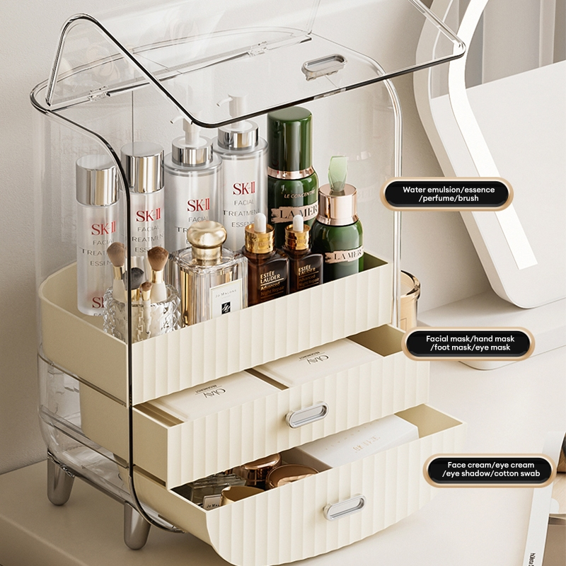 Large Acrylic capacity cosmetic storage box Dust proof cosmetic table ...