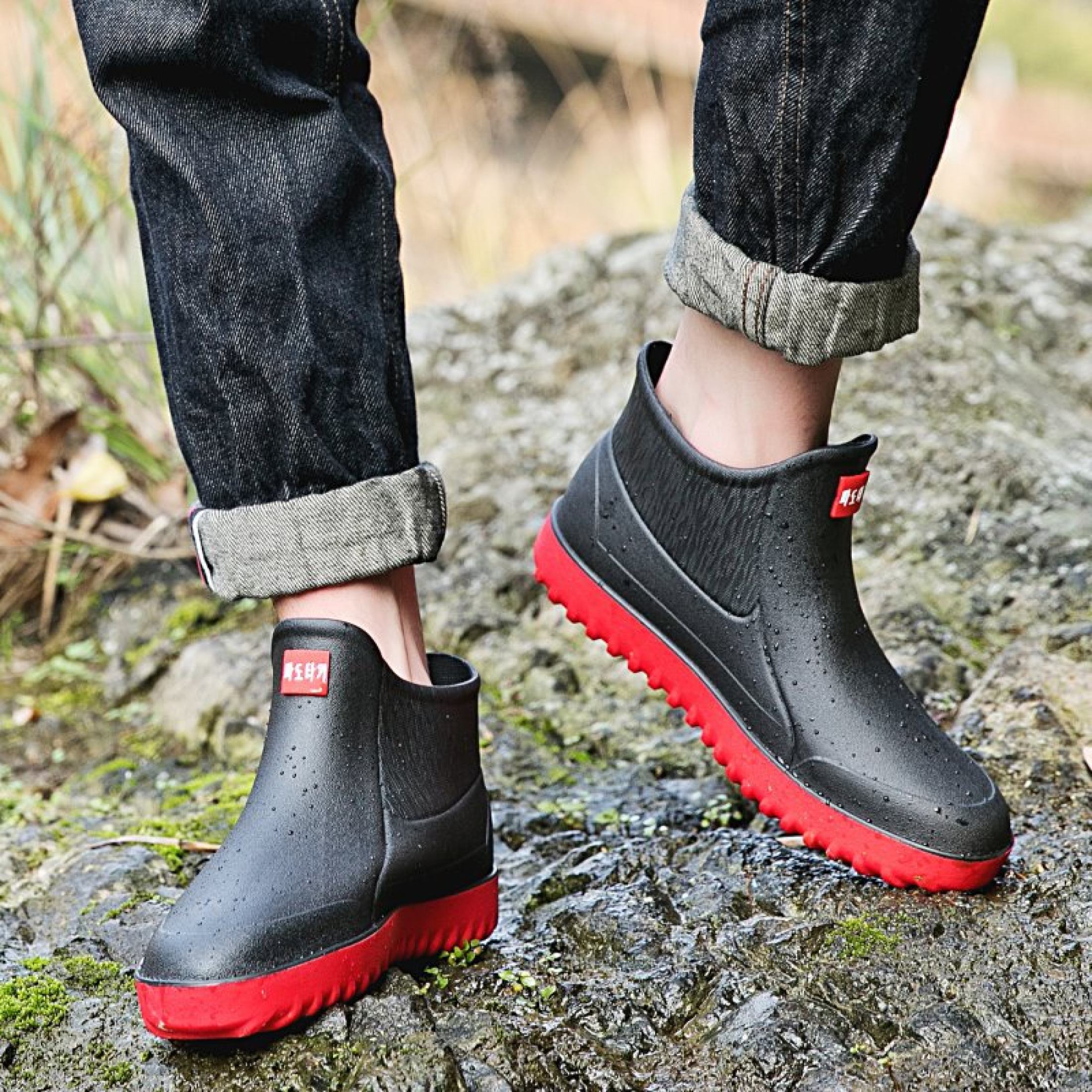 GC Men's Rain Boots Waterproof Shoes Outdoor Hiking and Fishing Shoes ...