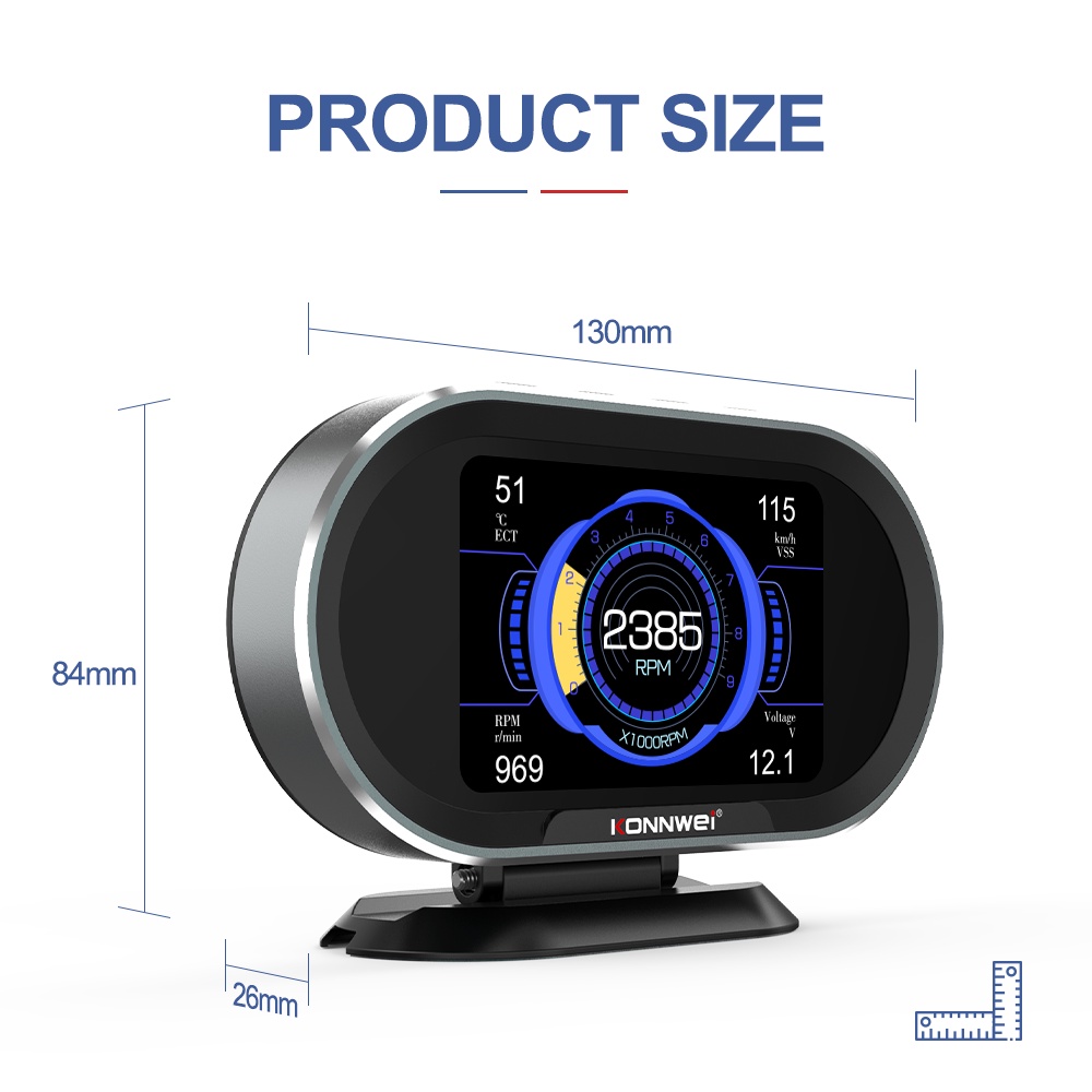 KONNWEI KW206 Automotive Digital HUD OBD2 Scanner Fuel Consumption ...