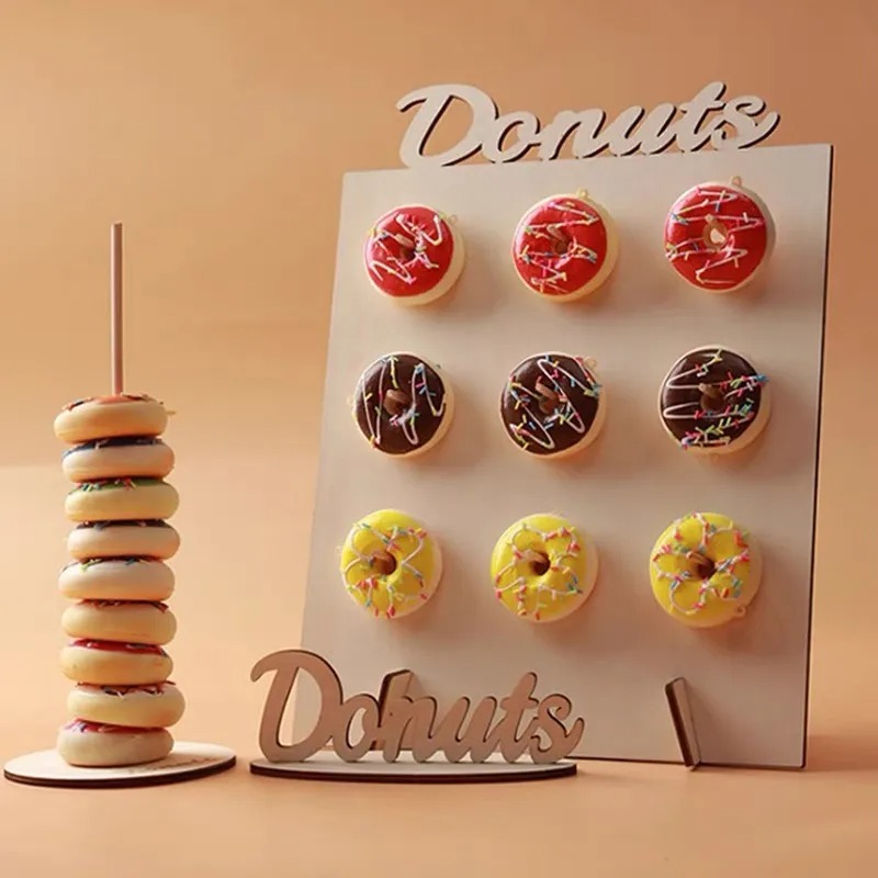Wooden Square Doughnut Rack Script Wall Display Stand Holder Candy ...
