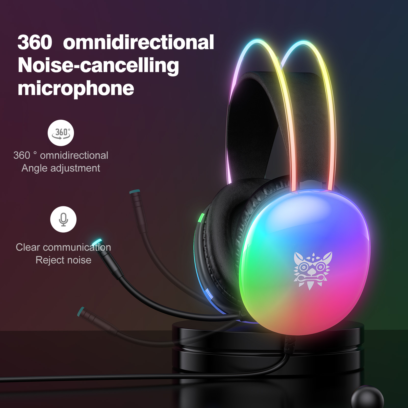 ONIKUMA X25 RGB Gaming Headset Surround Channel Gaming Headset with ...