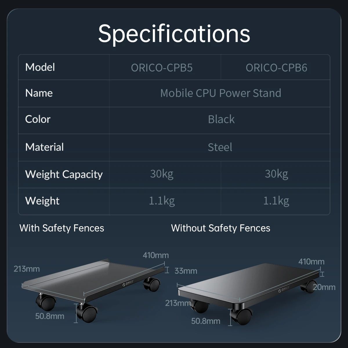 ORICO Computer Towers Stand Cart PC Cases Mobile Adjustable Computer ...