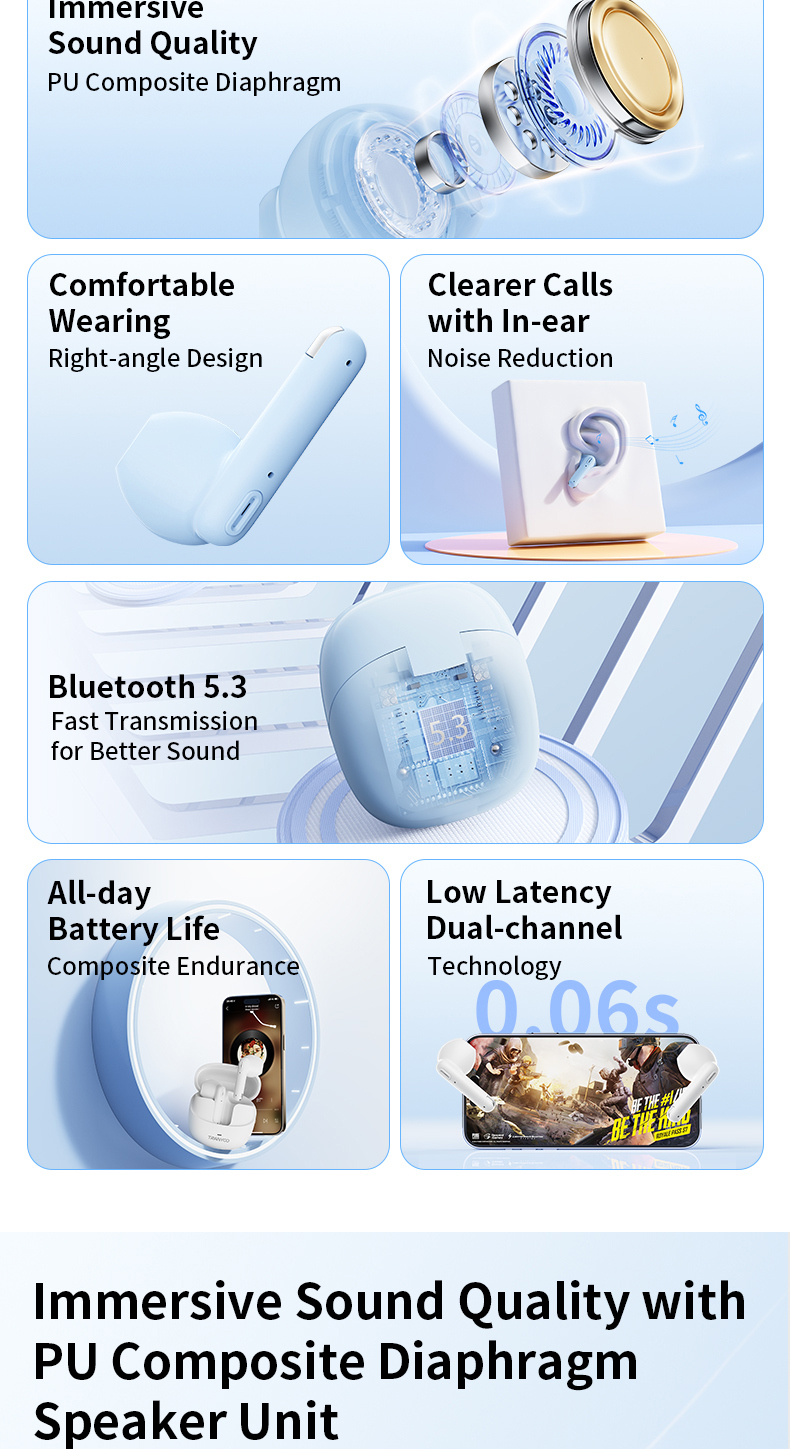 Tranyoo M27 Bluetooth 5.3 Earphone High Stereo Sound Wireless Earphones ...