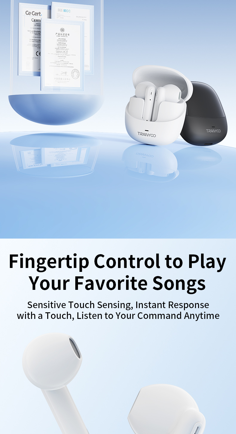 Tranyoo M27 Bluetooth 5.3 Earphone High Stereo Sound Wireless Earphones ...