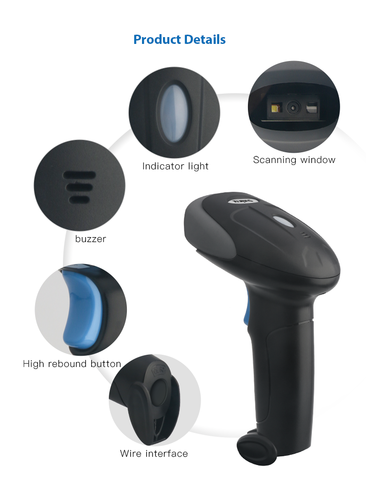 1D&2D QR Code USB Wired Wireless Bluetooth Barcode Scanner, Handheld ...