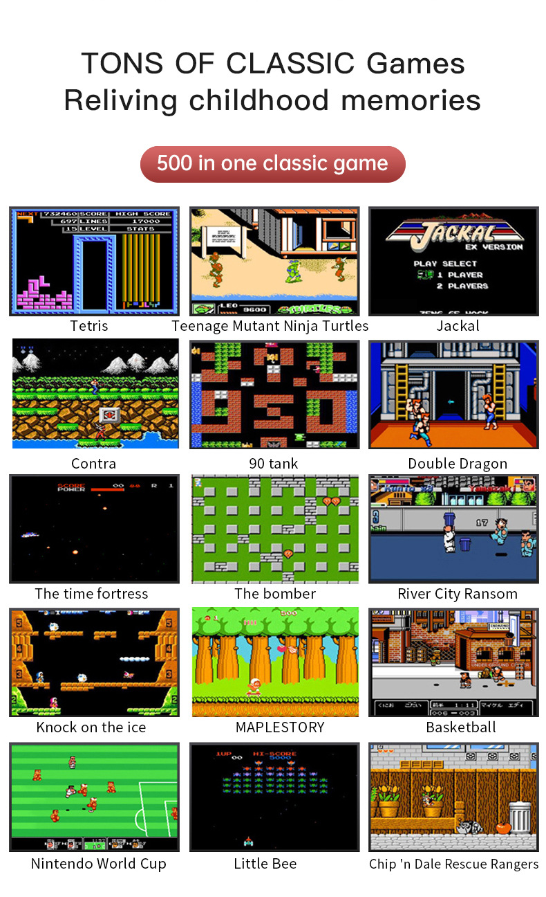G5 HD Screen Macaron Handheld Game Console Contra Mini Arcade 500 Game ...