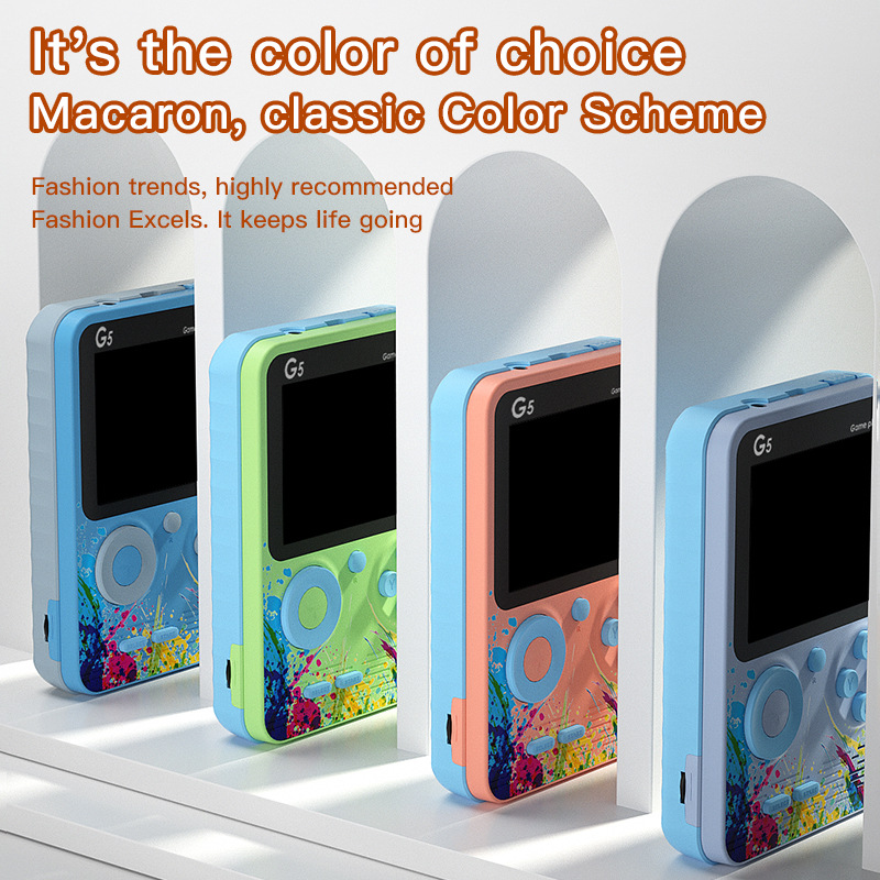 G5 HD Screen Macaron Handheld Game Console Contra Mini Arcade 500 Game ...