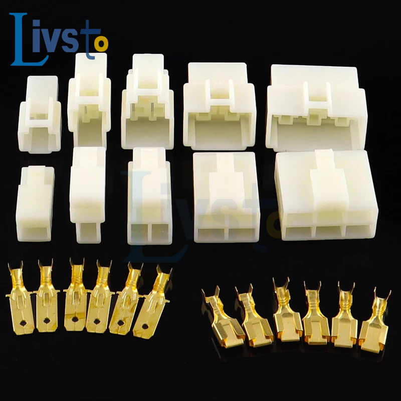 1 Set 6.3mm 1/2/3/4/6/8/9 pin Automotive 6.3mm Electrical wire ...