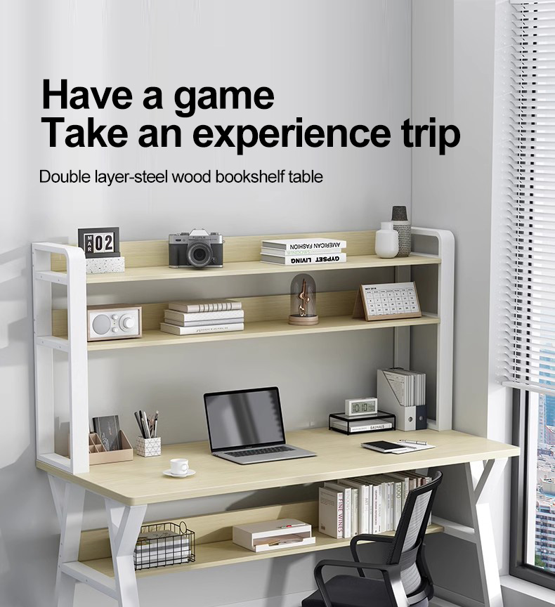 【⚡COD⚡】Computer Desk With Shelves For Home Office Study Table Bookshelf ...