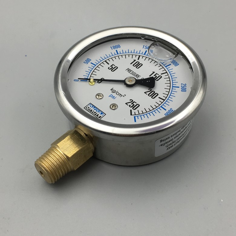 Pressure Gauge PT1/4"thread YN60 2.5" 60mm Brass Movement Stainless Steel Shell Shock-proof Oil ...
