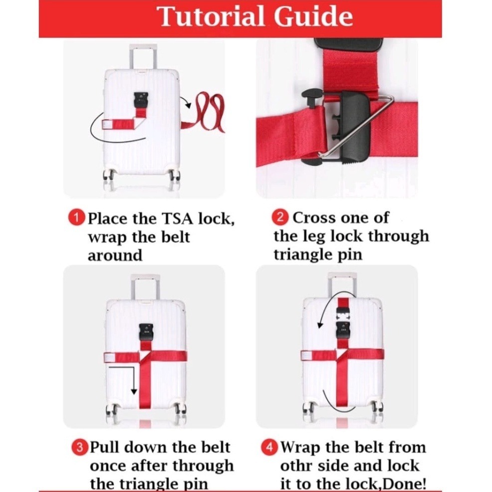 【TSA LOCK】Luggage Tie-Down Straps Cross Customs Password Lock ...