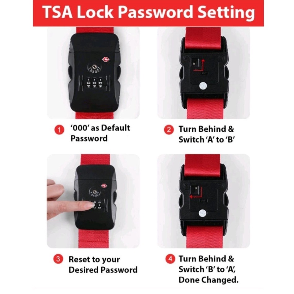 【TSA LOCK】Luggage Tie-Down Straps Cross Customs Password Lock ...