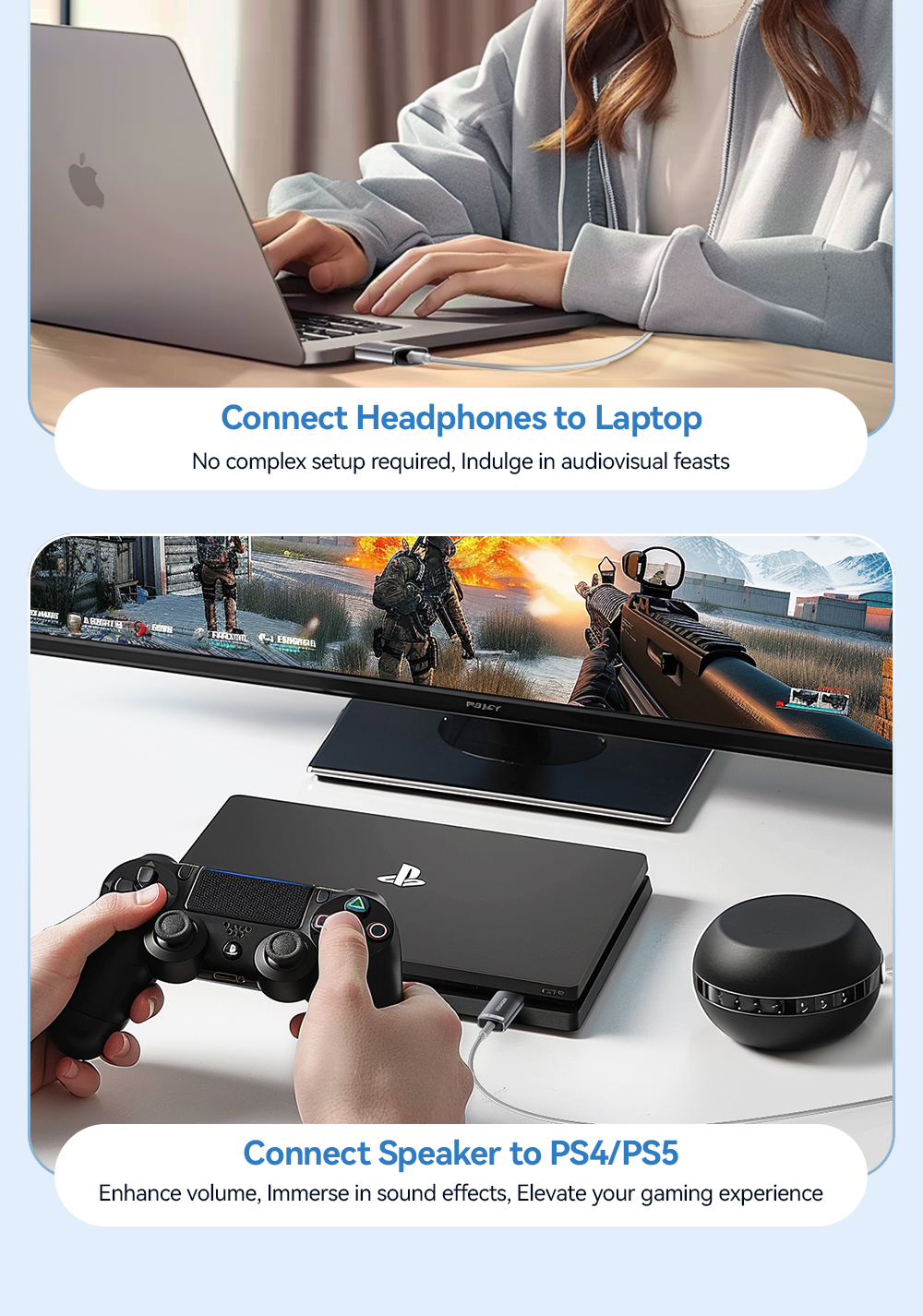 Essager 3.5mm USB/Type-C External Sound Card Independent Audio ...