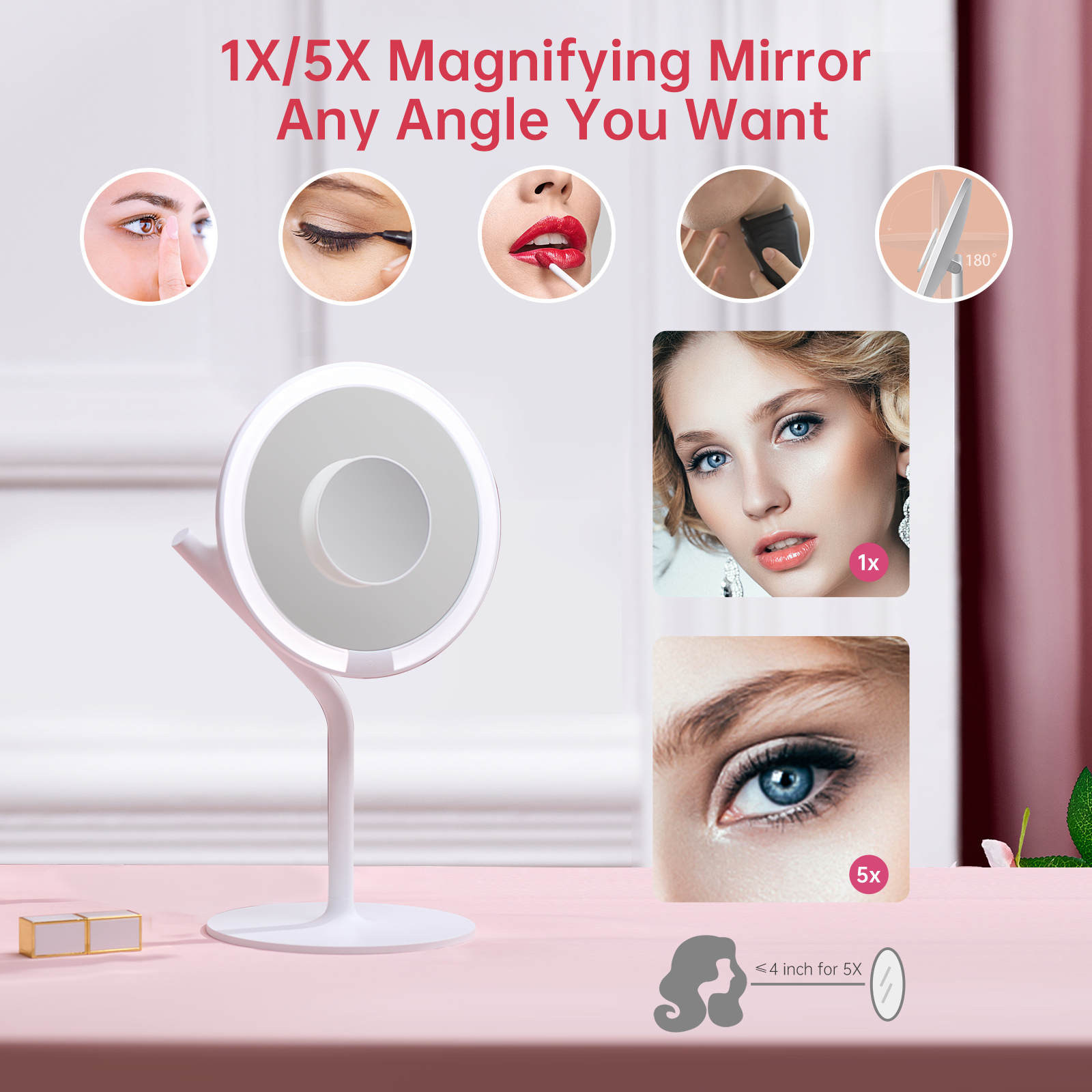 [Hot Sale]AMIRO Mini2 Desk Makeup Mirror Desktop Round Mirror Face ...