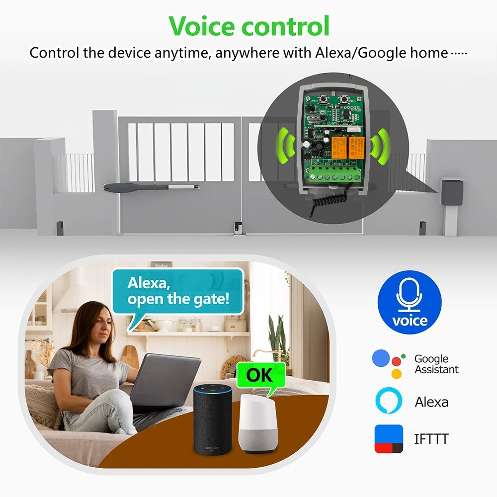 Tuya Smart Life Wifi Gate Opener Controller For SMC 5326 8dip Switch 433mhz Remote Control Auto ...