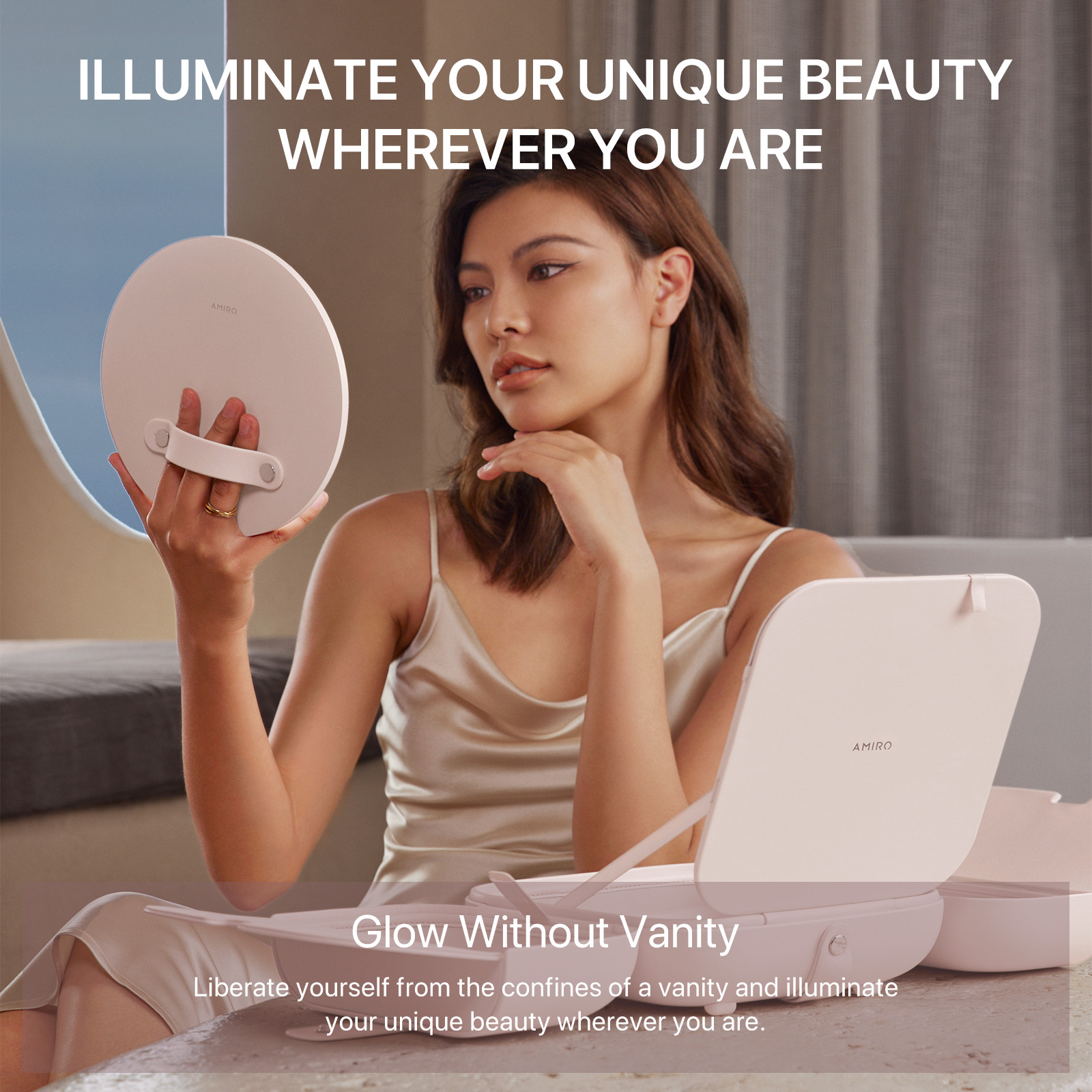 [Hot Sale]AMIRO M2 LumoCube Portable LED Bag Makeup Mirror Round Mirror Face Makeup Mirror ...