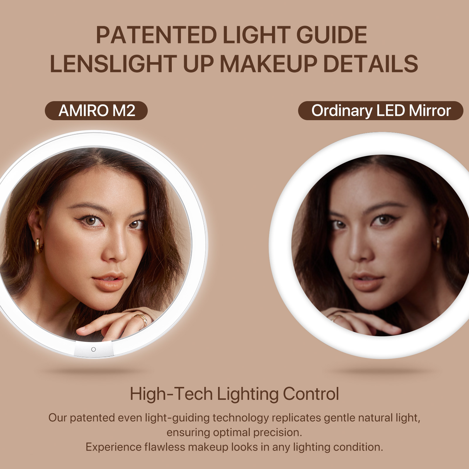 [Hot Sale]AMIRO M2 LumoCube Portable LED Bag Makeup Mirror Round Mirror ...