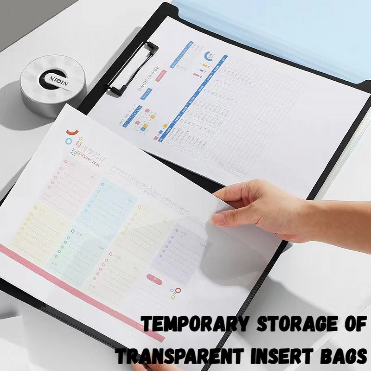 2In1 Long Expanding File Folder Document Organizer Long with Clipboard ...