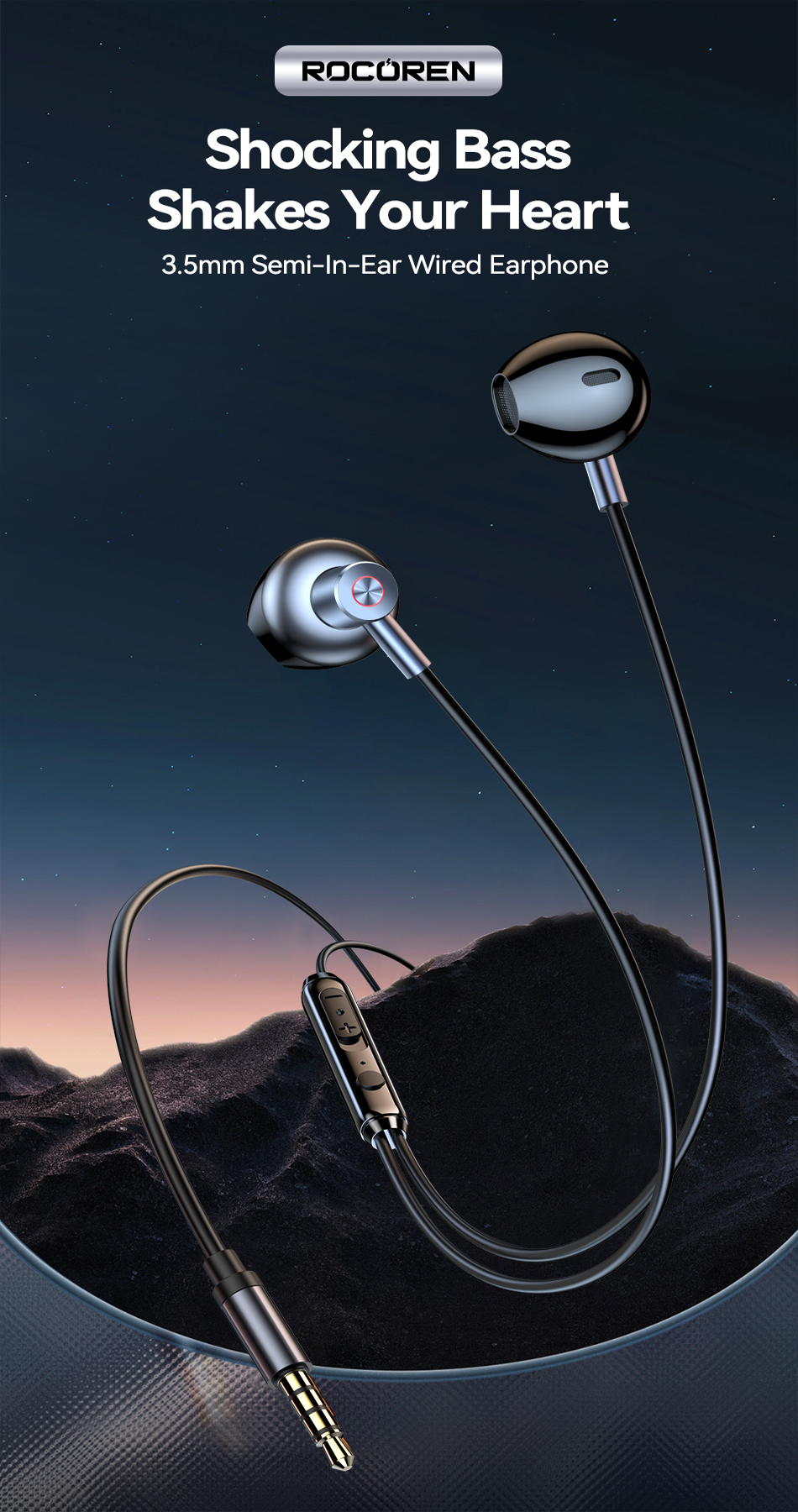 Rocoren Wired Earphone Half-In-Ear Drive-By-Wire Control with ...