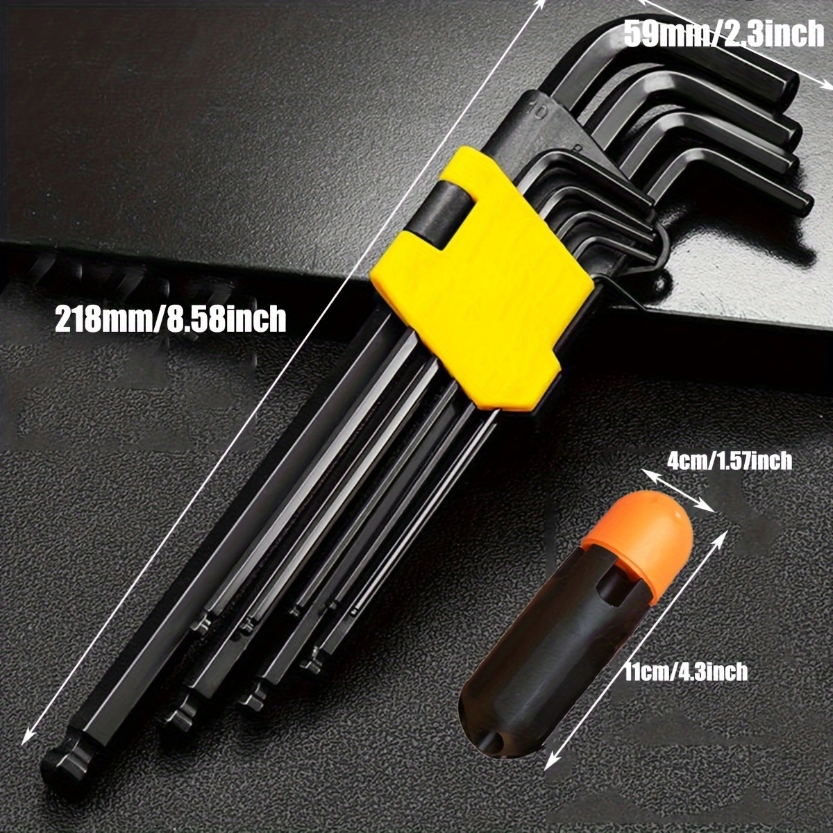 9-Piece,Hex Key Allen Wrench Set, Ball End Hex Key Set, Metric L-Wrench, Chrome Vanadium Steel ...