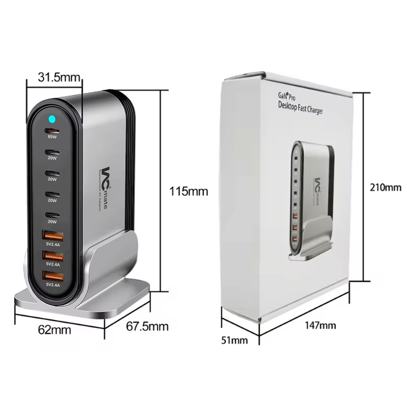 USB C Charger Multiport, Charging Station with 5 Type-C PD Charging and ...