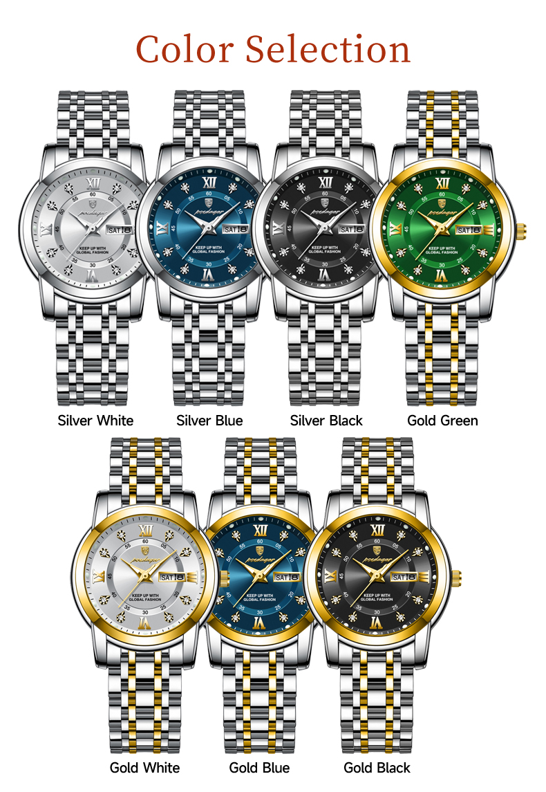 POEDAGAR Gold Watch For Woman Waterproof Original Stainless Ladies ...