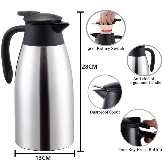 COD 2.0L Stainless Steel Vacuum Flask Hot Water Coffee Jug Thermos ...