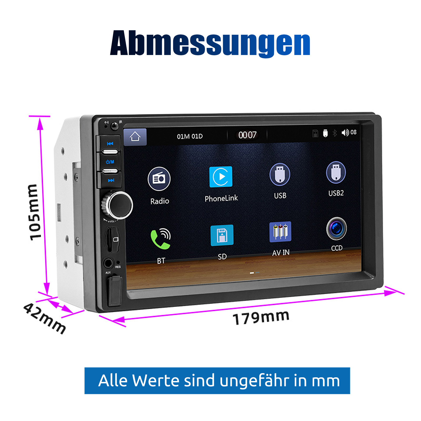 ESSGOO Car Stereo With Carplay Android Auto Bluetooth MP5 Player 7inch ...