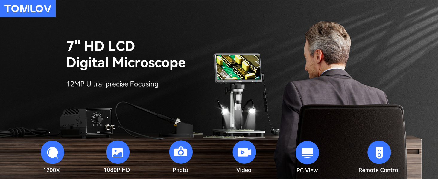 [PH Stock]DM9 TOMLOV 7 Inch 1080p Lcd Digital Microscope Wired Remote ...