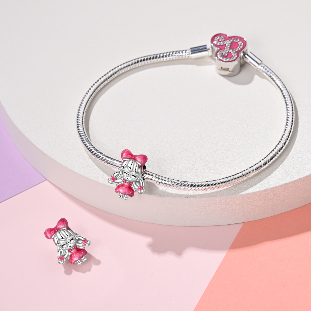 New 925 Sterling Silver Beads Barbie Pink Collection - Barbie ponytail ...