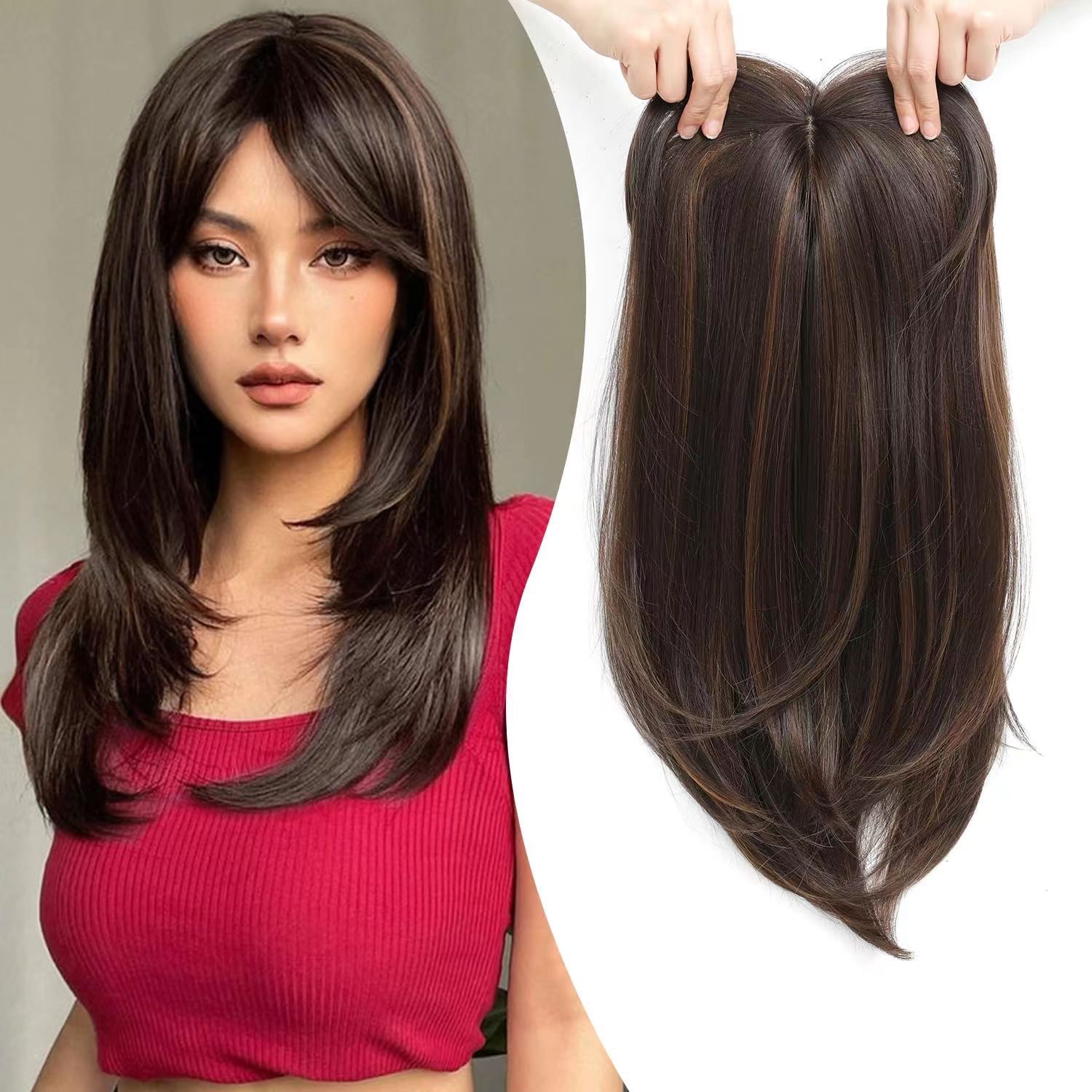Wig Middle Point Female Long Straight Hair Head Cover White Hair ...