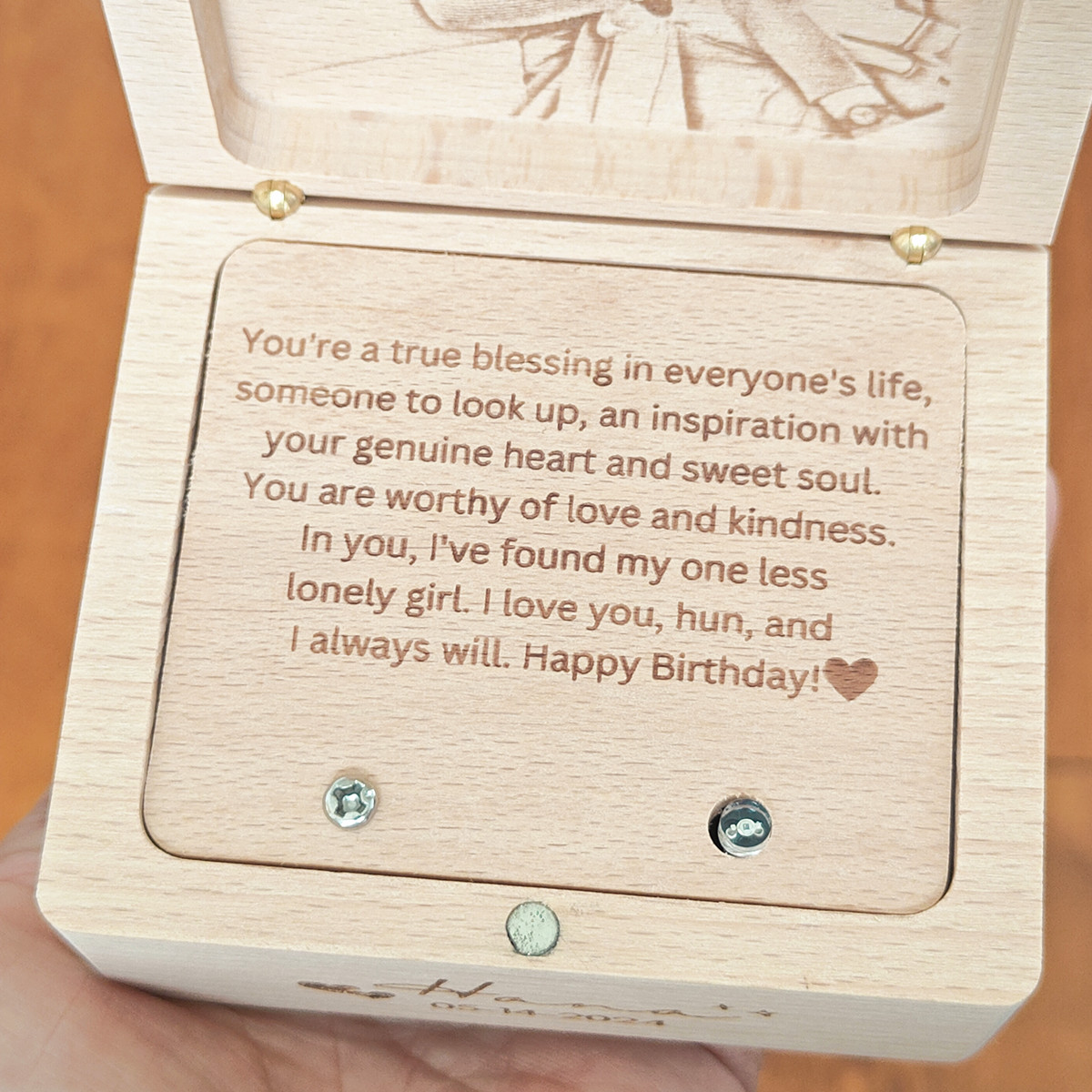 Angelagifts wooden Customize song music box To my one less lonely soul ...