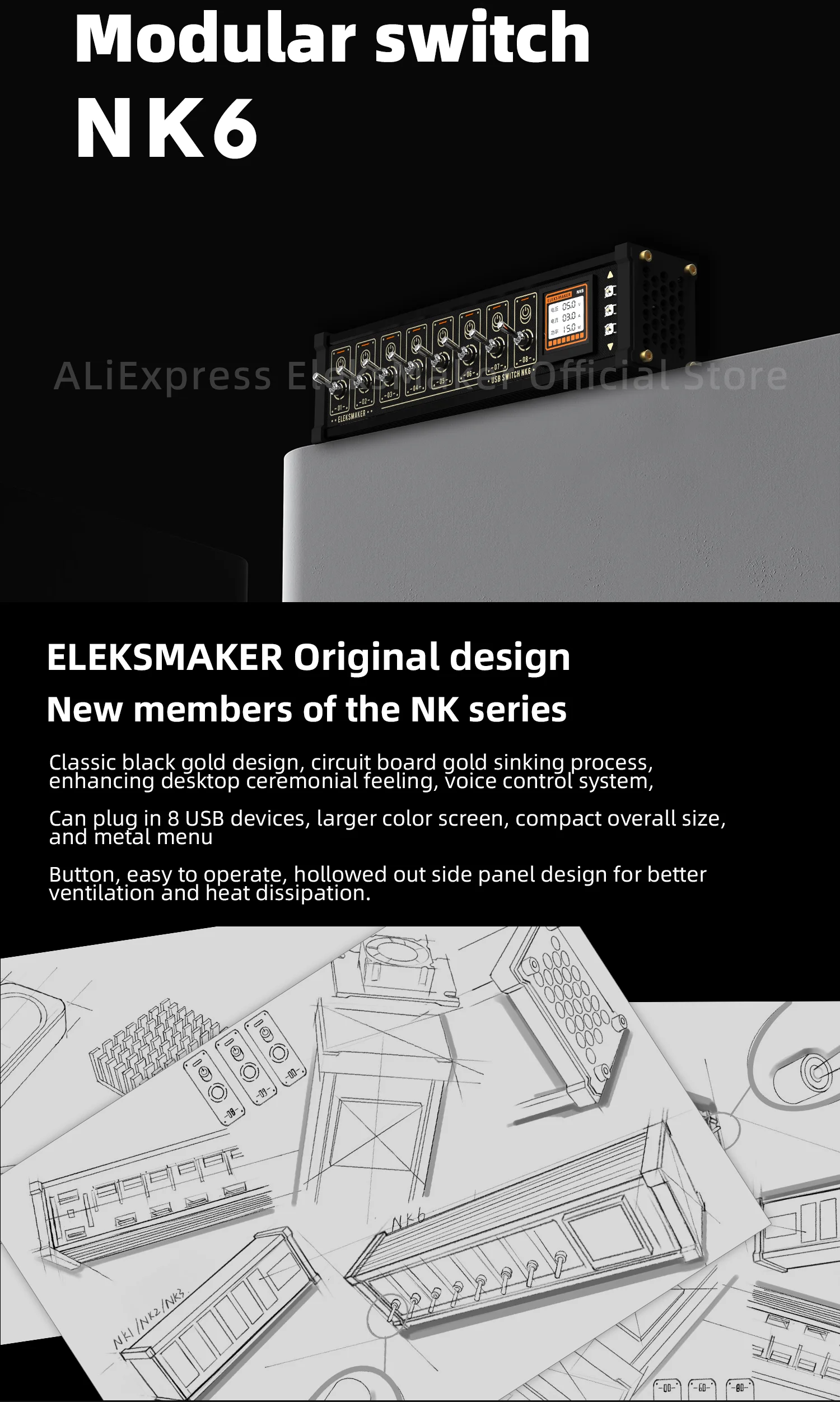 EleksMaker｜USB switch NK6,independent control, button switch, retro ...