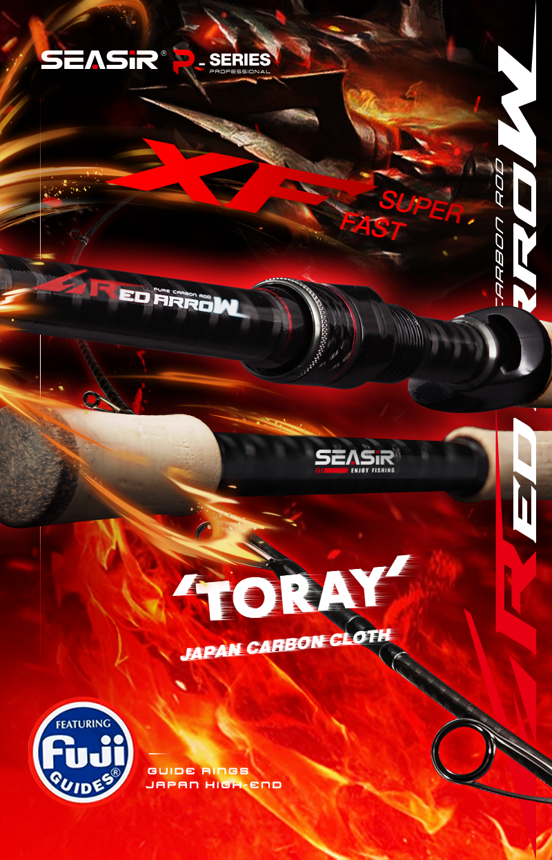 SEASIR Red Arrow 1.98M(6.6)/82g M Power Ultralight Fishing Rod FUJI-O ...