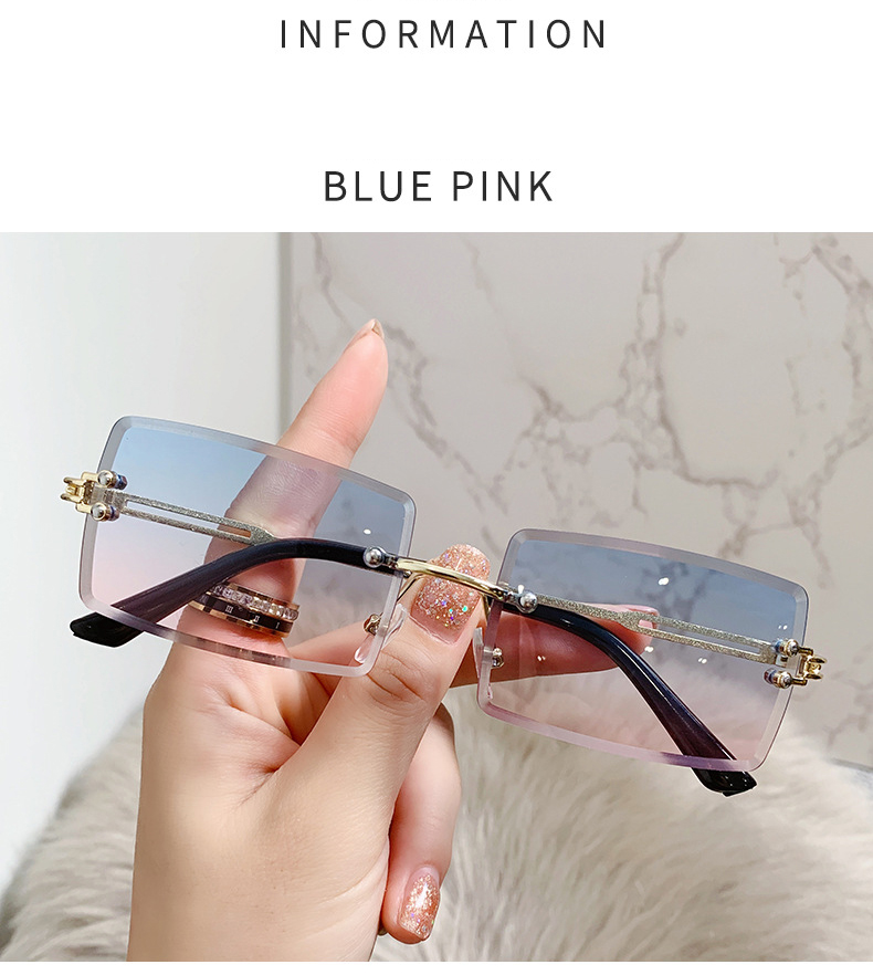 Rectangular Sunglasses Frameless Glasses Men Women Casual Sunglasses ...