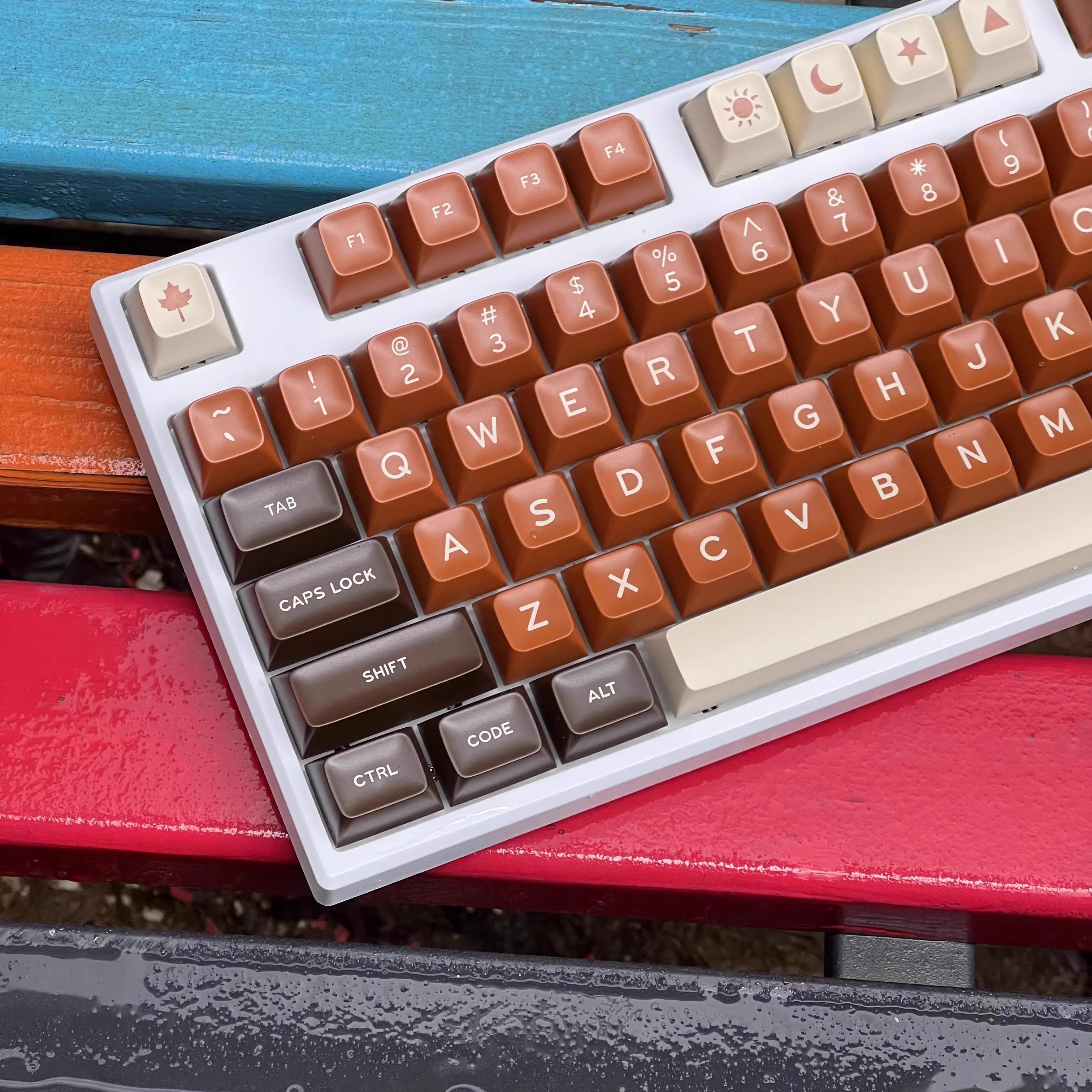 GMK Rich Coffee 173 key ABS two-color molding keycap SA height keycaps ...