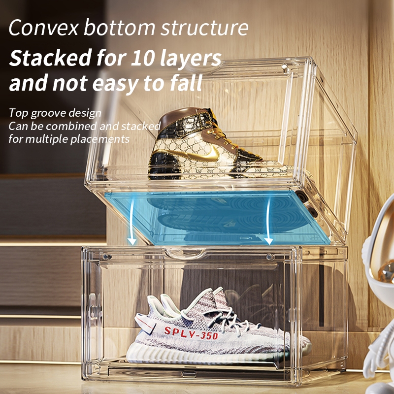 【In stock】Acrylic Shoe Box display wall Magnetic side drop shoe box ...