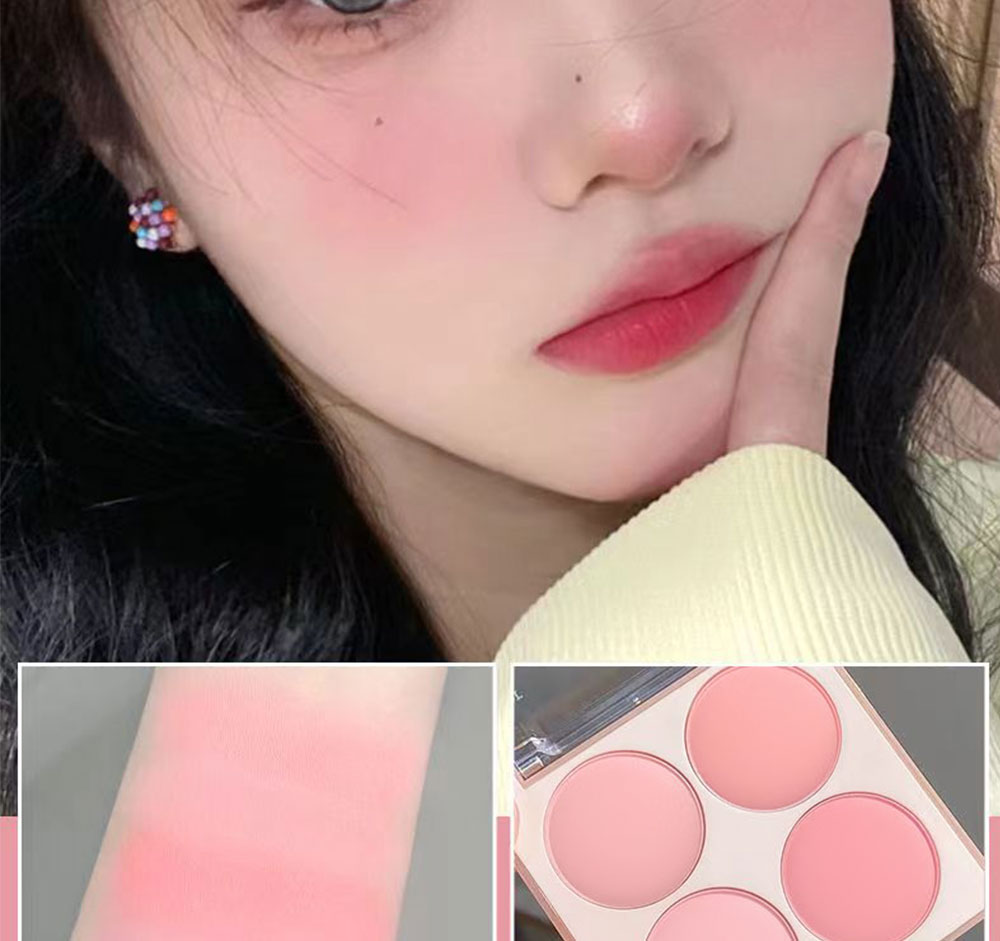 4-Color Blush Palette Soft Matte Pink Natural Look for Students ...