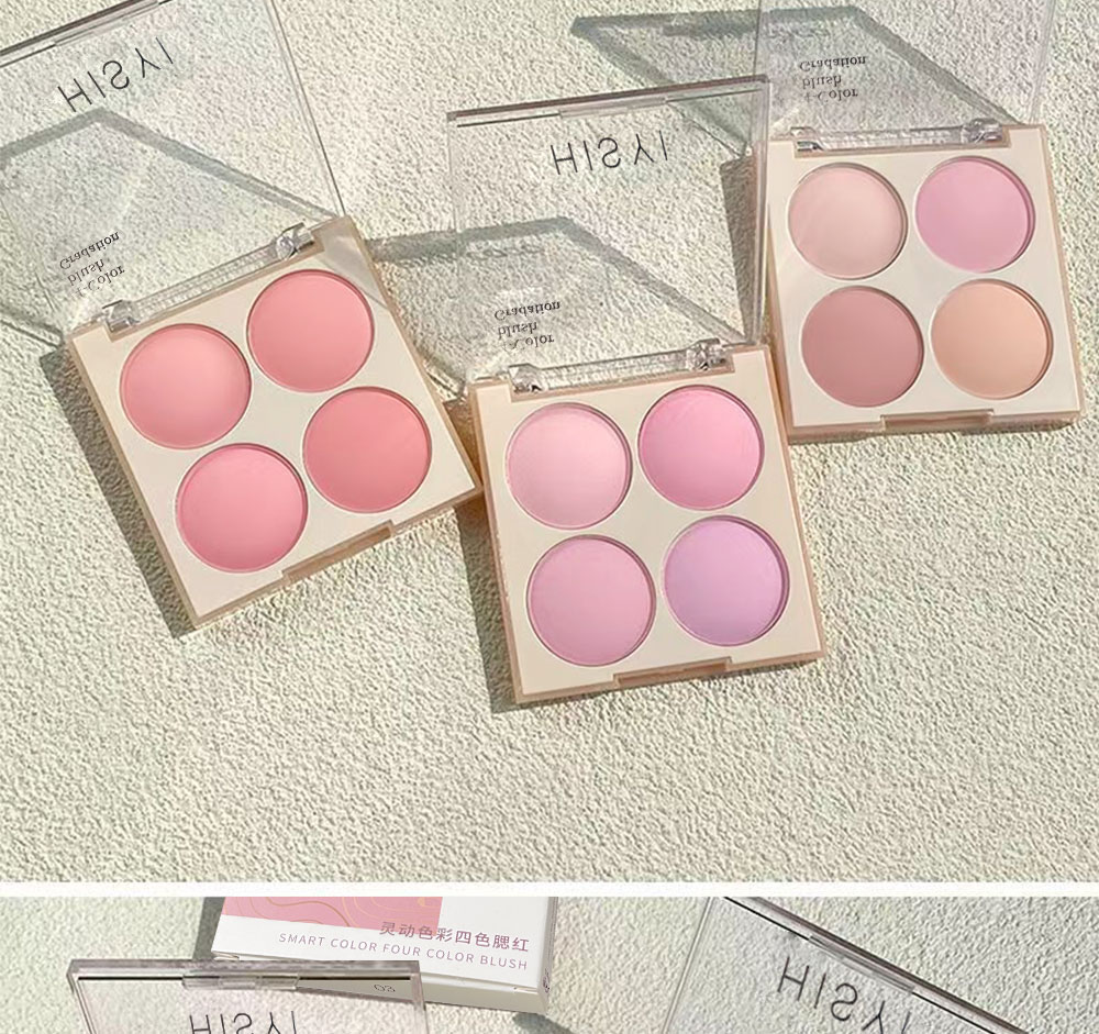 4-Color Blush Palette Soft Matte Pink Natural Look for Students ...