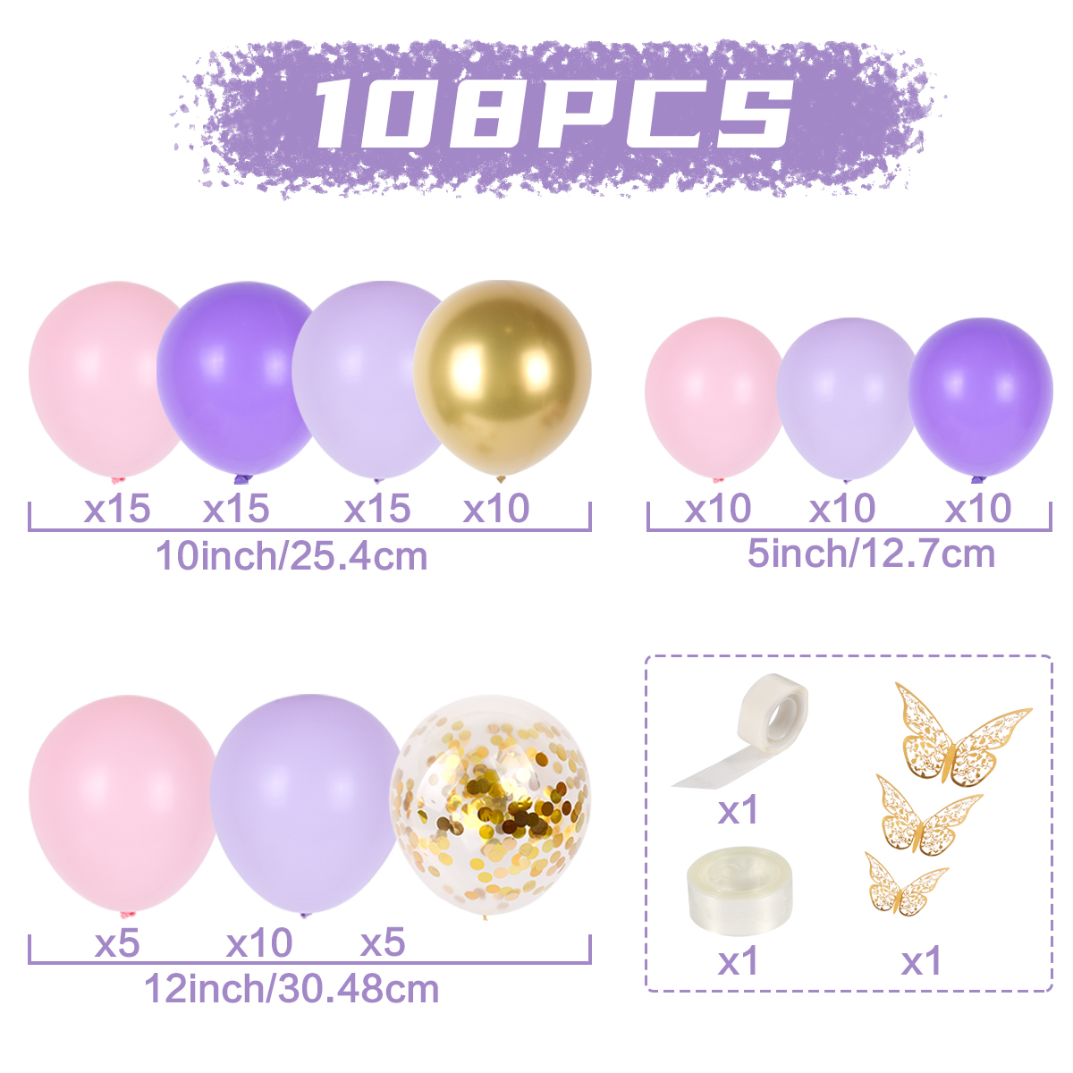 Butterfly Balloon Arch Purple Pink Metallic Balloon Butterfly Decor ...