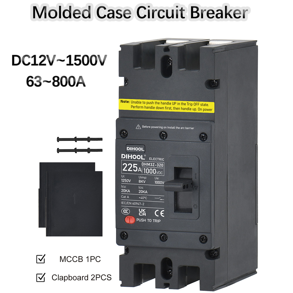DC MCCB Molded Case Circuit Breaker 2P 12V 24V 1000V 1500V 100A 200A 250A 400A 630A Battery ...