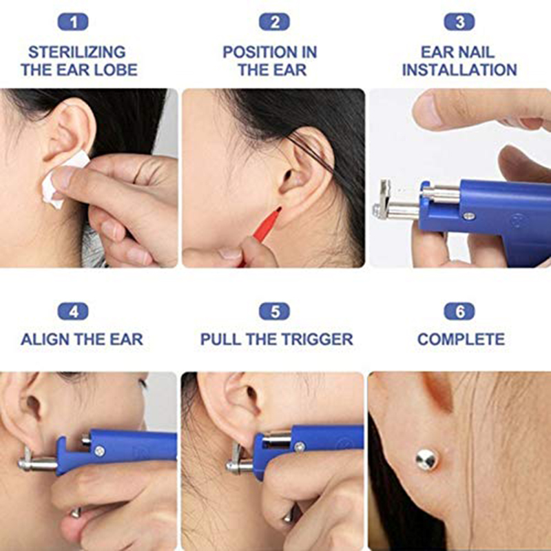 Ear Piercing Tool Set Easy and Safe Piercing Kit Safety Ear Piercing ...