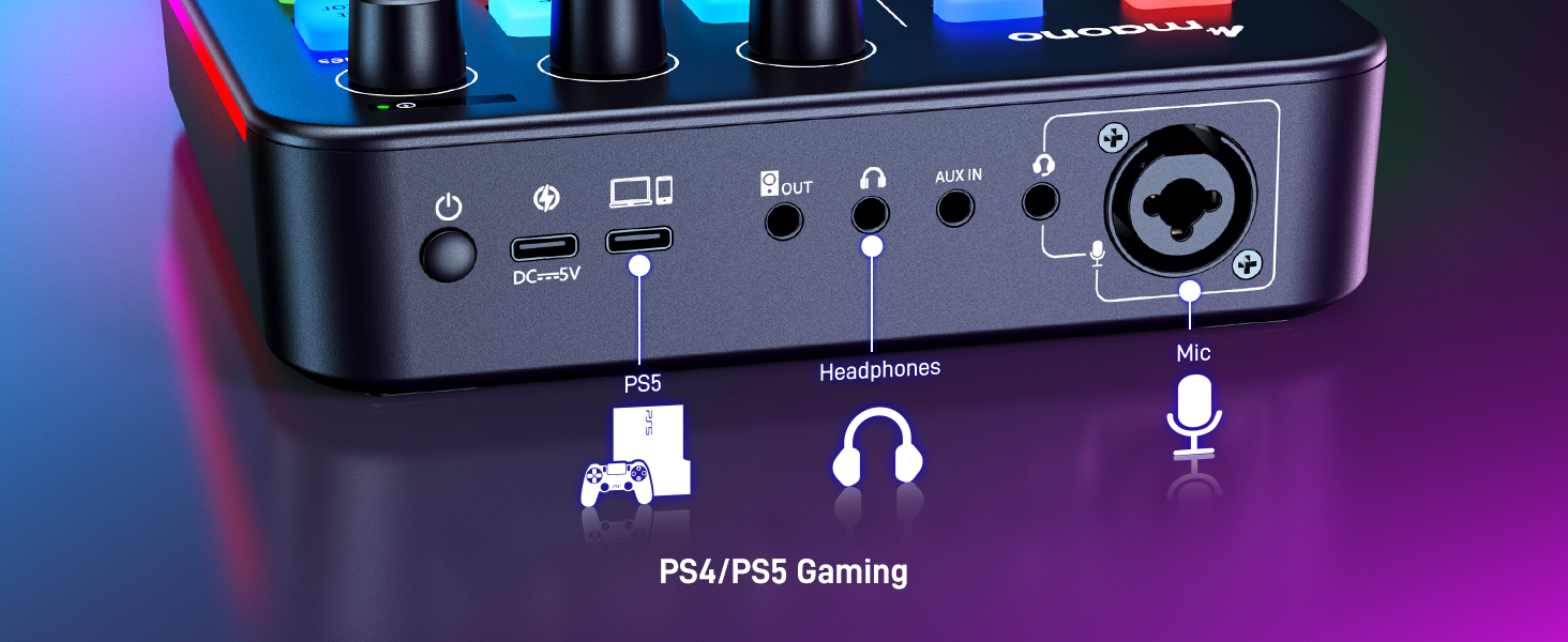 Maono G1 Neo Sound Card Audio Mixer with PD100X Dynamic Microphone for Smart Phone,PC,Gaming ...