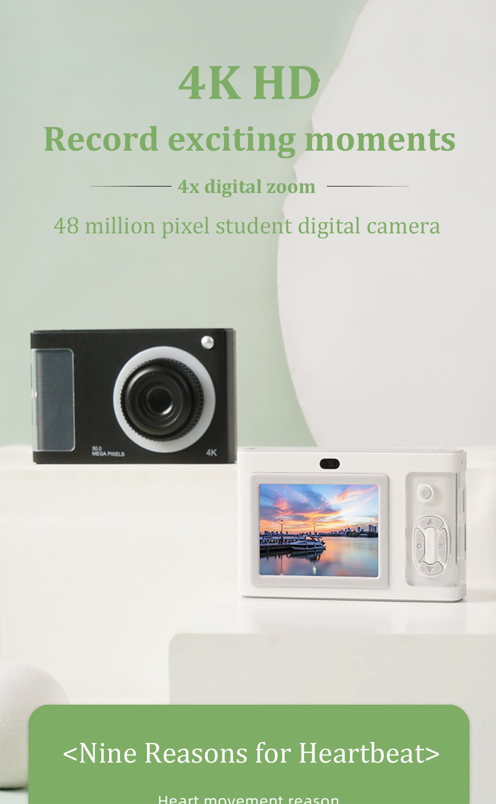 4K Digital Camera Dual Lens CCD Camera HD 1080P 48MP 4X Zoom Compact ...